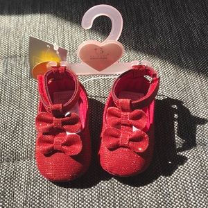 Primark | Shoes | Nwt Newborn Baby Red Bows Glitter Shoes 3 Months ...